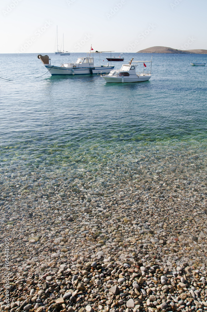 Datca beach with penisula of Datca during summer in Turkey Stock Photo ...