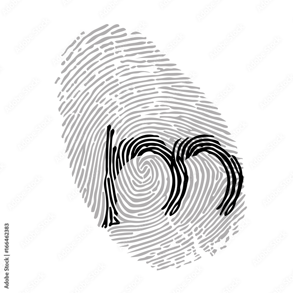 Alphabet Font fingerprint. Letter m. Vector illustration. Stock Vector ...