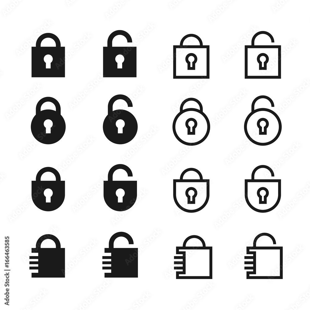 open and closed padlock vector icons. lock and password symbols Stock ...