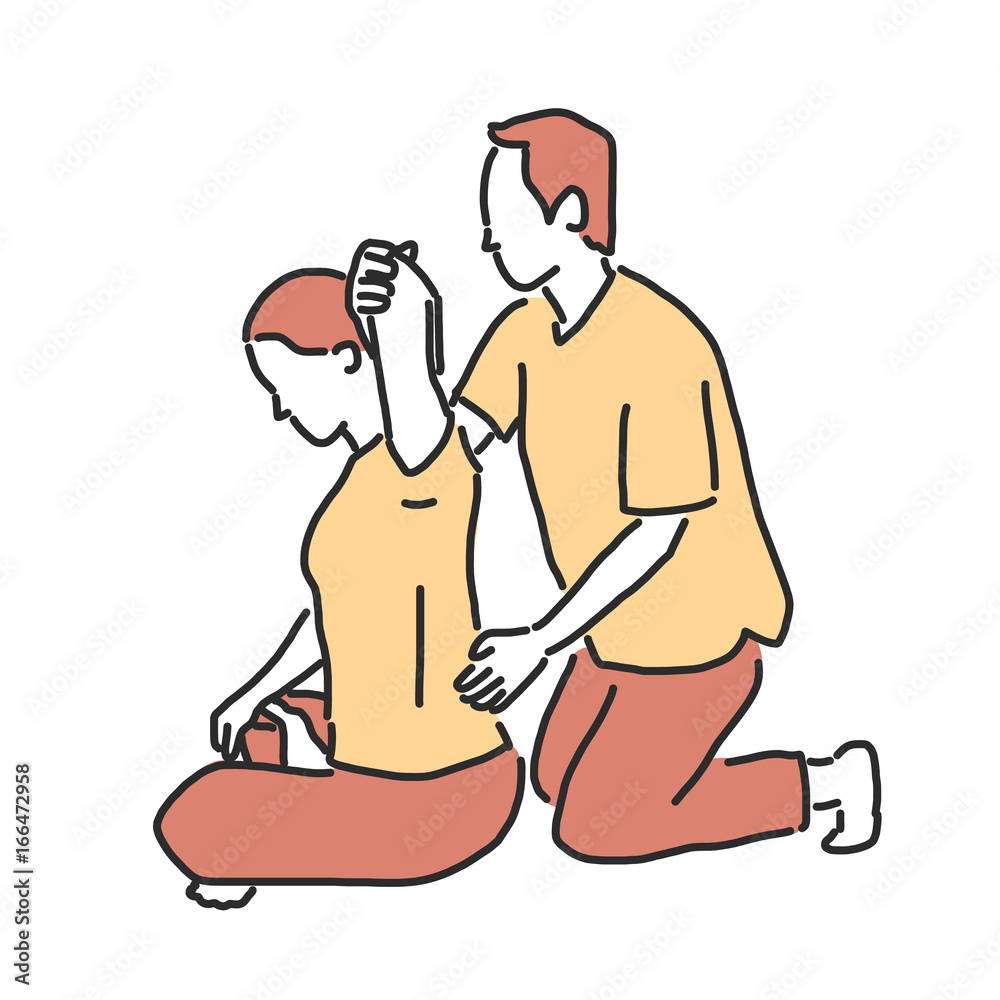Spa and massage in variety poses. hand drawn. line drawing. vector ...