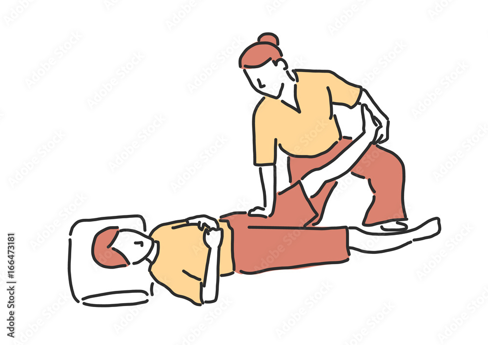 Spa and massage in variety poses. hand drawn. line drawing. vector ...