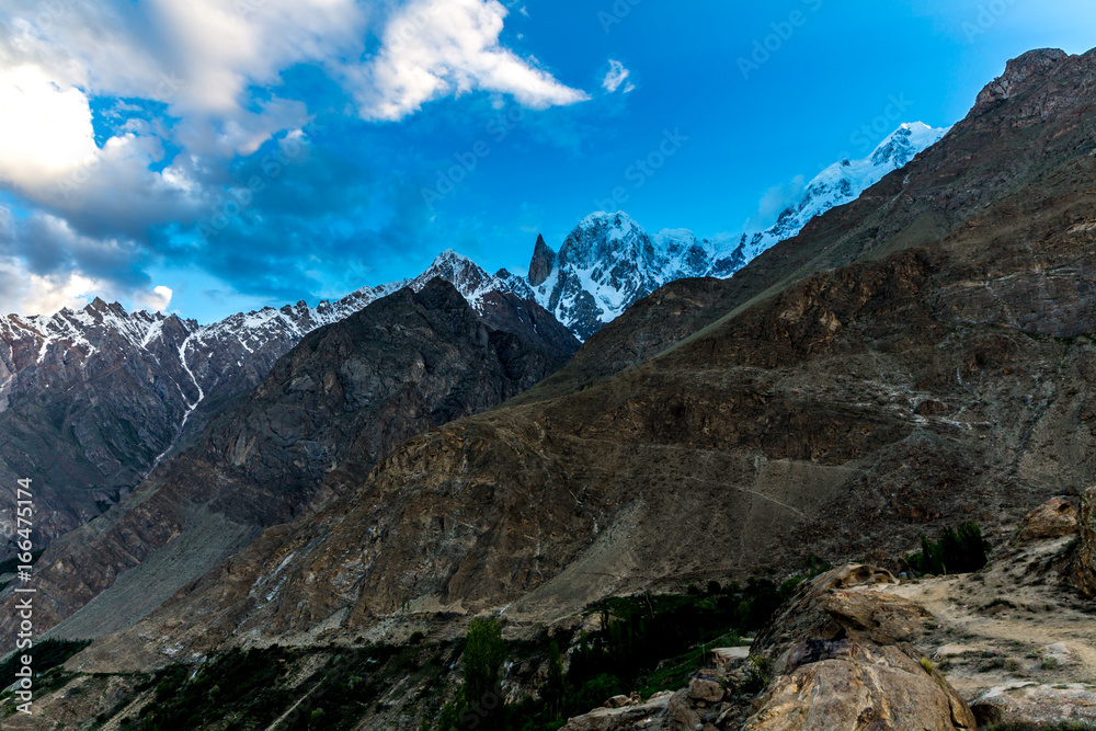 The breathtaking dawn's view of the Lady's Finger Peak from the hill of ...