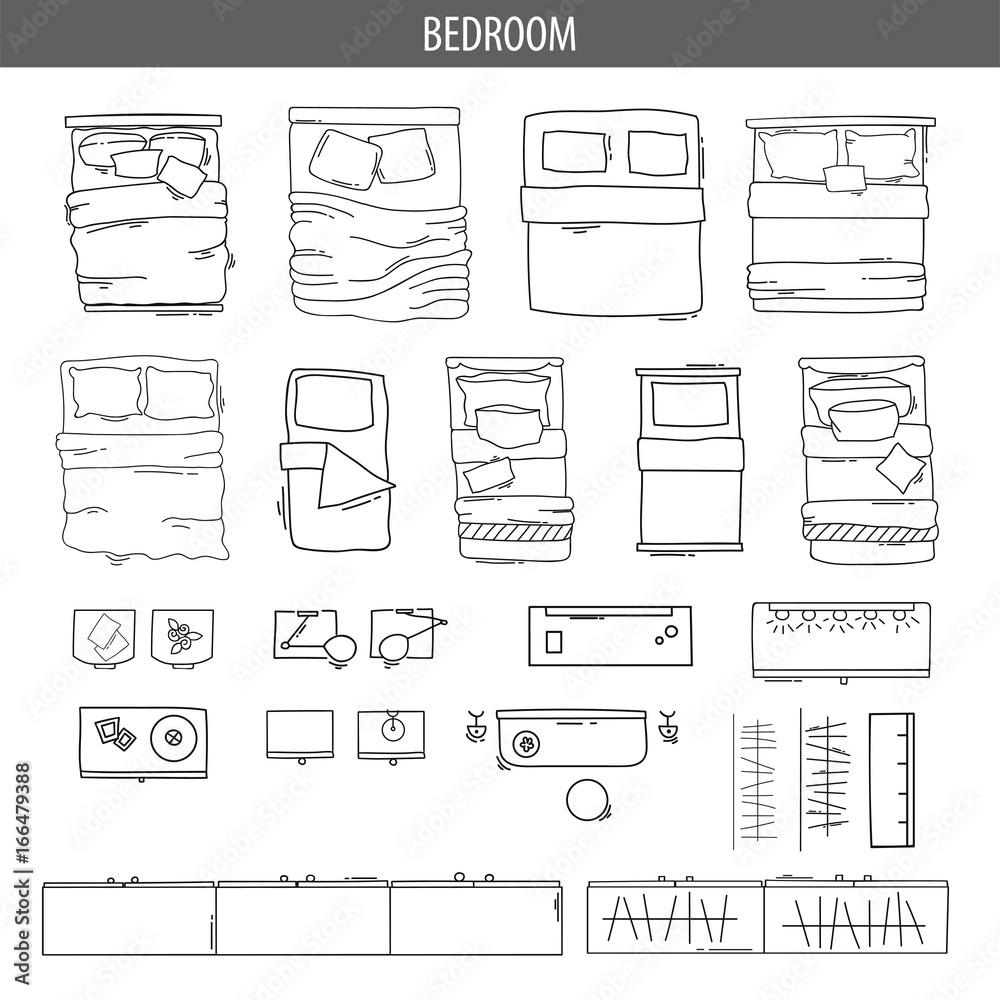 Set of linear icons for Interior top view plans Stock Vector | Adobe Stock Set of linear icons for Interior top view plans Stock Vector | Adobe Stock