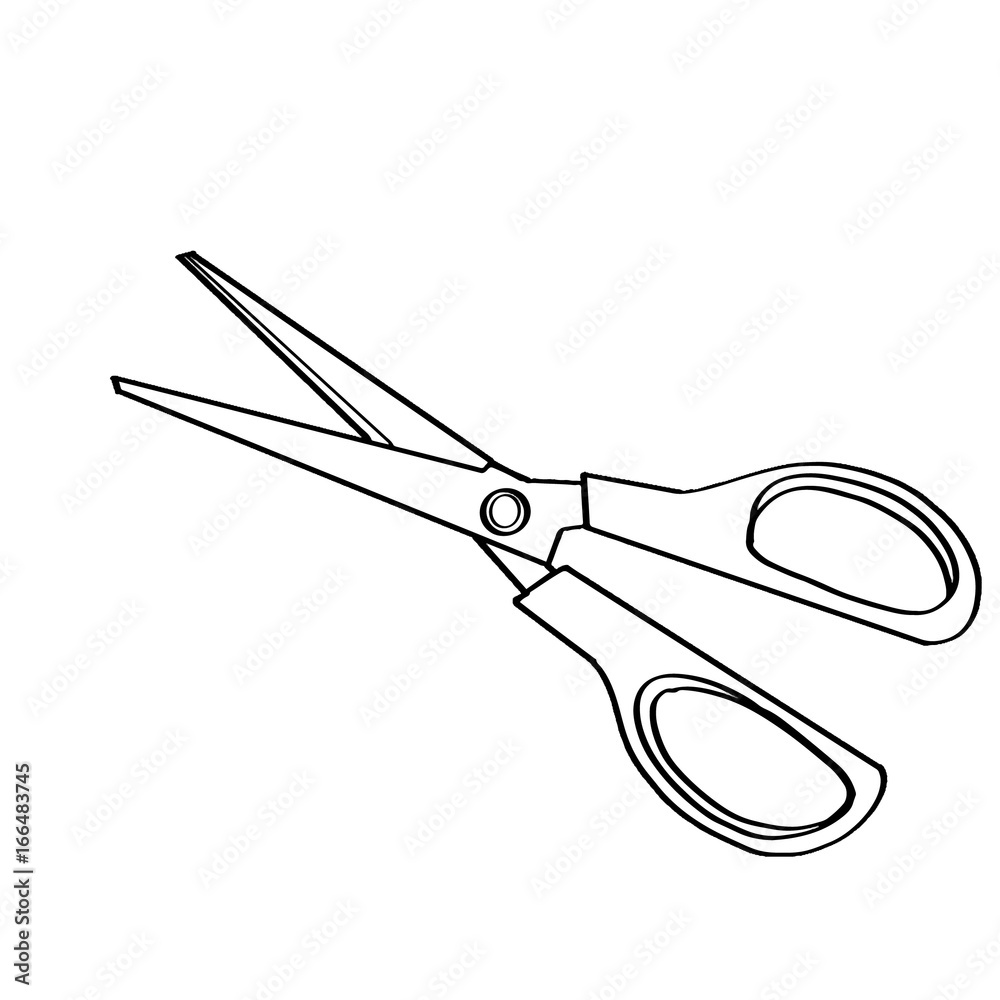 Black and white scissors drawing Stock Illustration | Adobe Stock