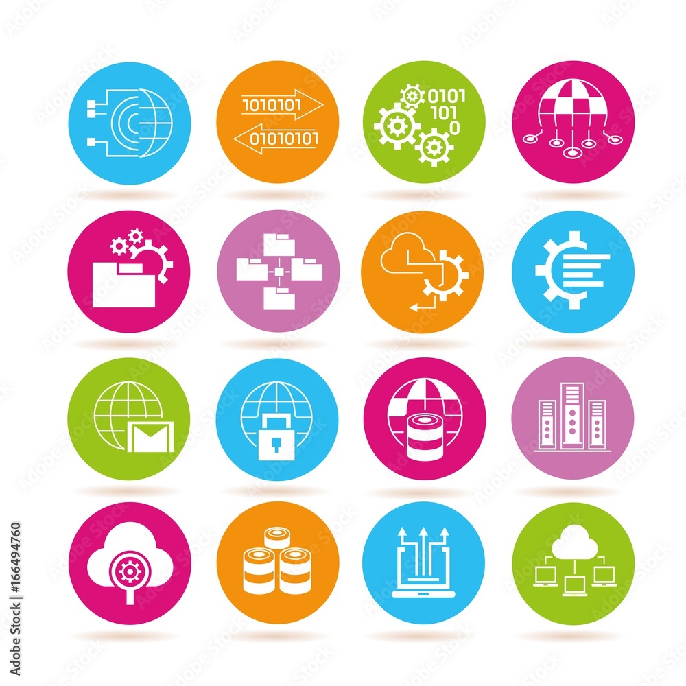 Fototapeta mapa świata dla dzieci data analytics icons, network icons ...