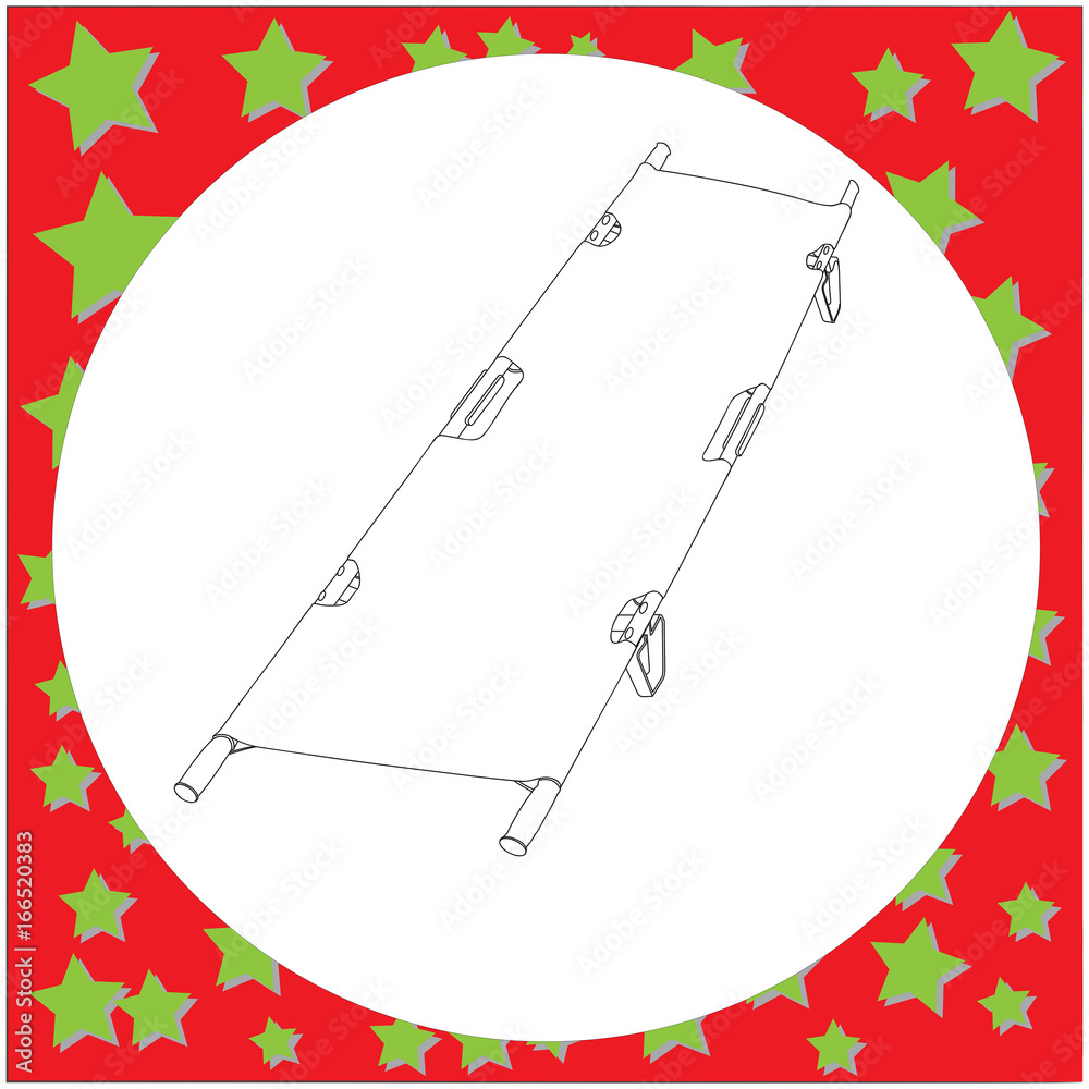 vector illustration simple black lines medical first aid stretcher ...