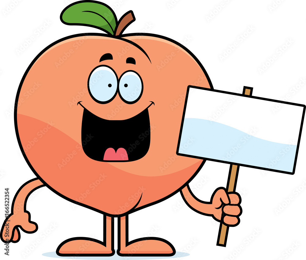 Cartoon Peach Sign Stock Vector | Adobe Stock