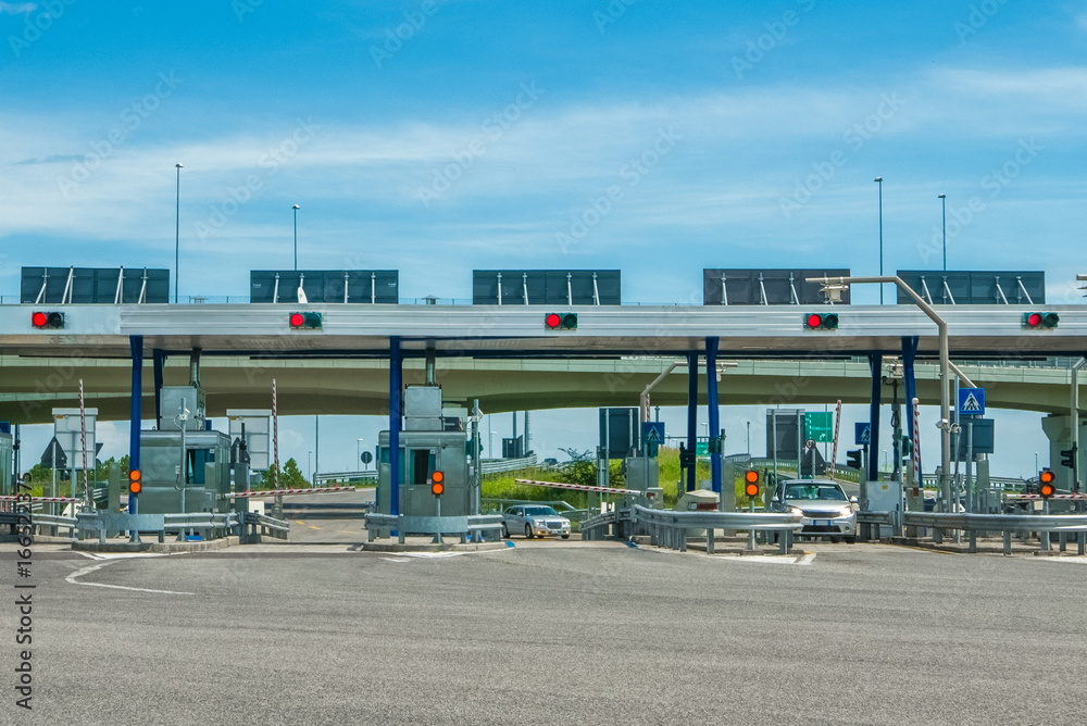 Toll gate motorway entrance Stock Photo | Adobe Stock
