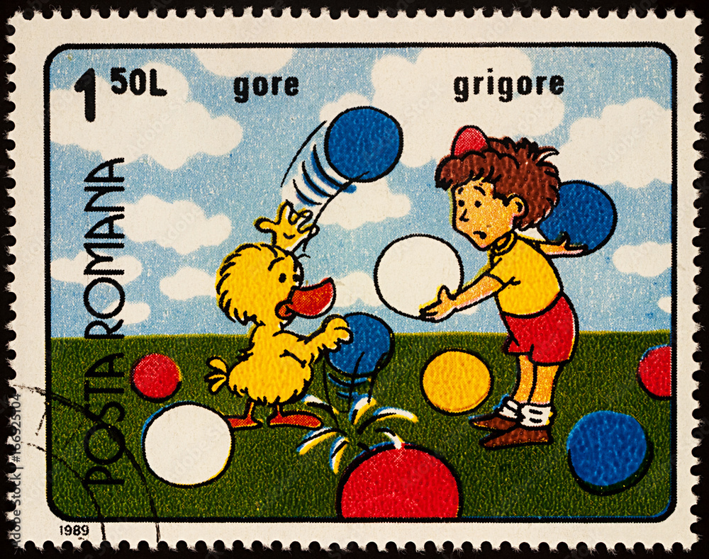 Frame from cartoon "Gore and Grigore" on postage stamp Stock Photo ...