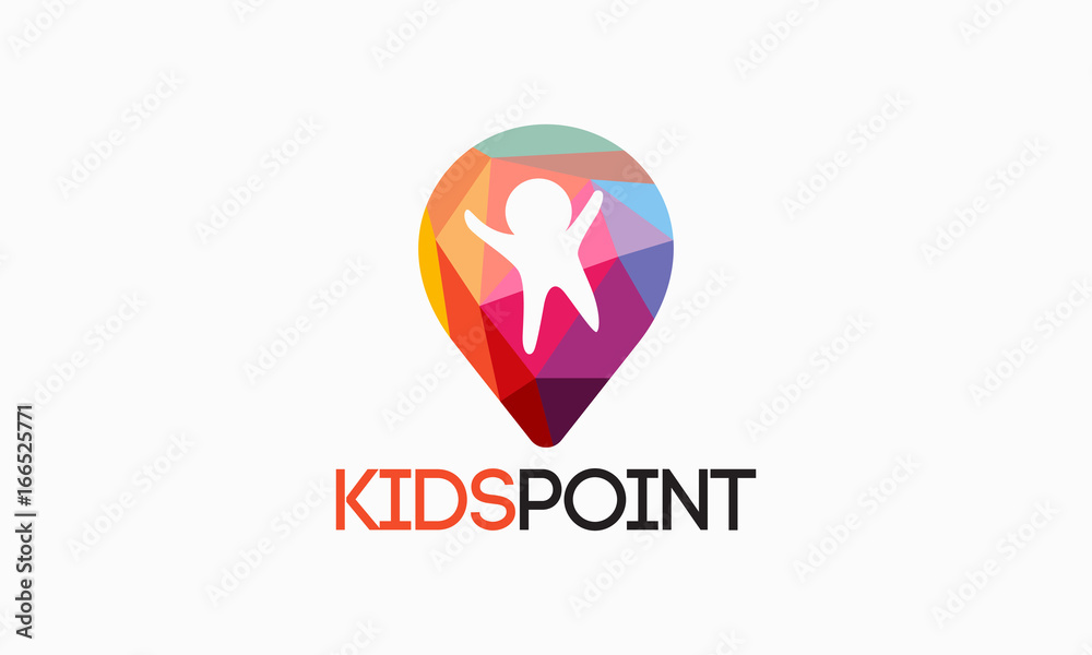 Kids Point logo, Kids Playing logo, Kids Fun Logo, Happy kid point logo ...