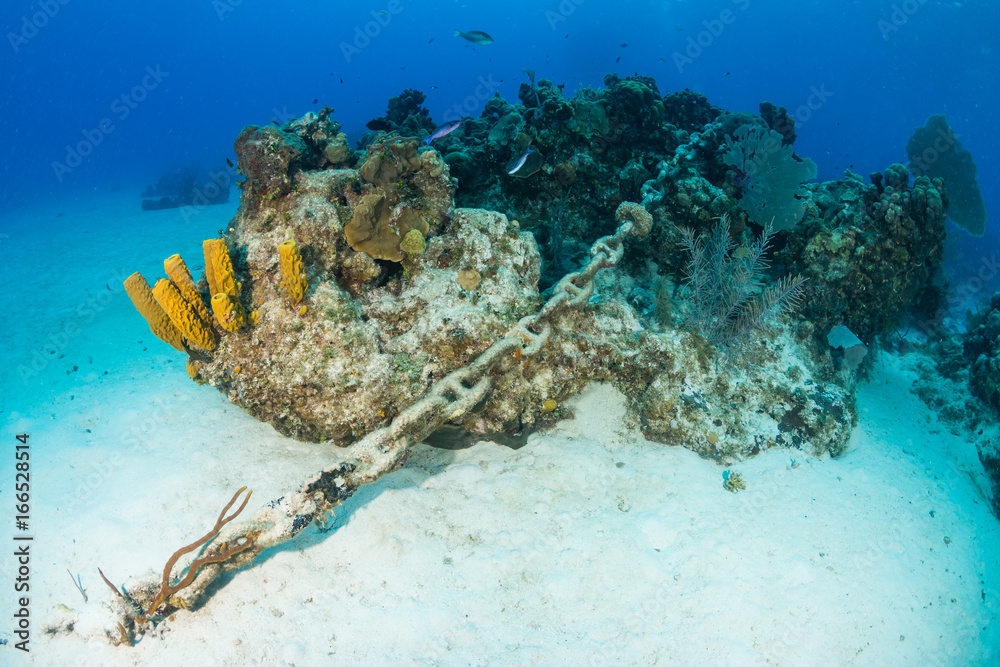 Foto Stock An anchor chain from a cruise ship carelessly dropped ...