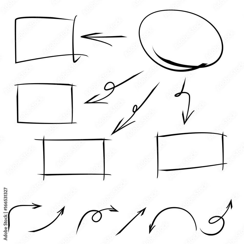 scribble diagram, circle and rectangle markers Stock Vector | Adobe Stock