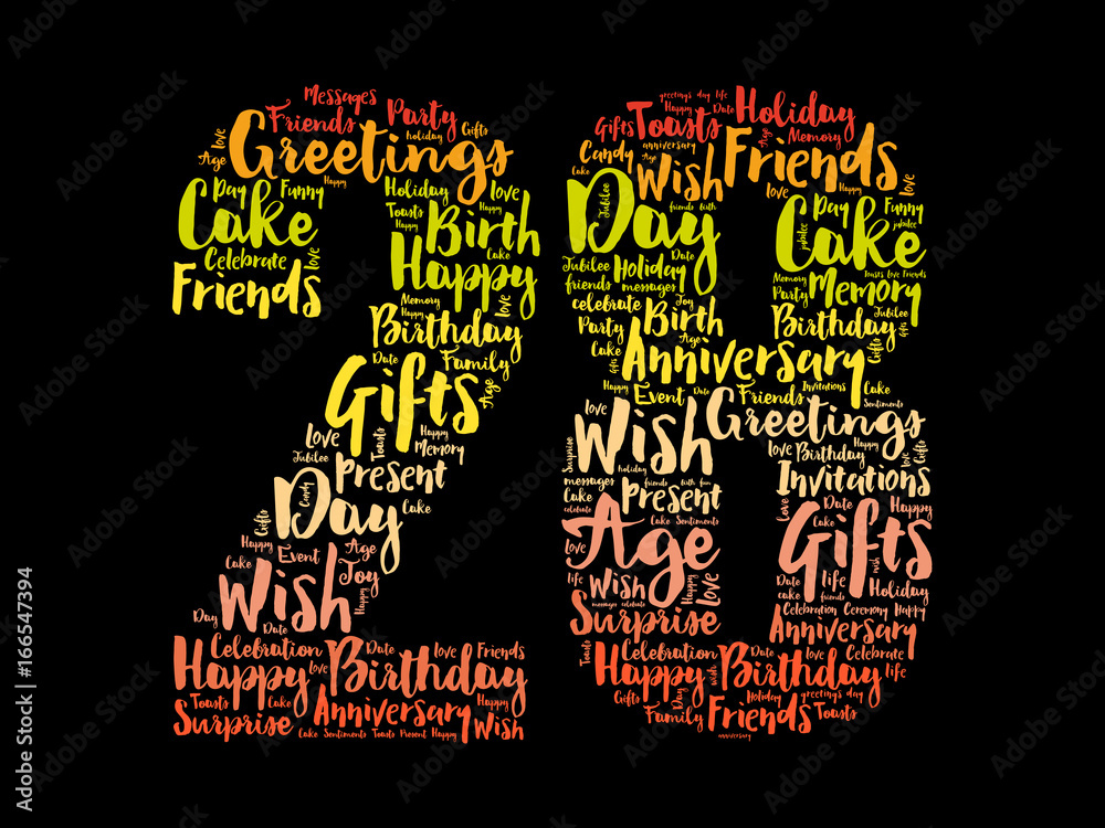 Happy 28th birthday word cloud collage concept Stock Vector | Adobe Stock
