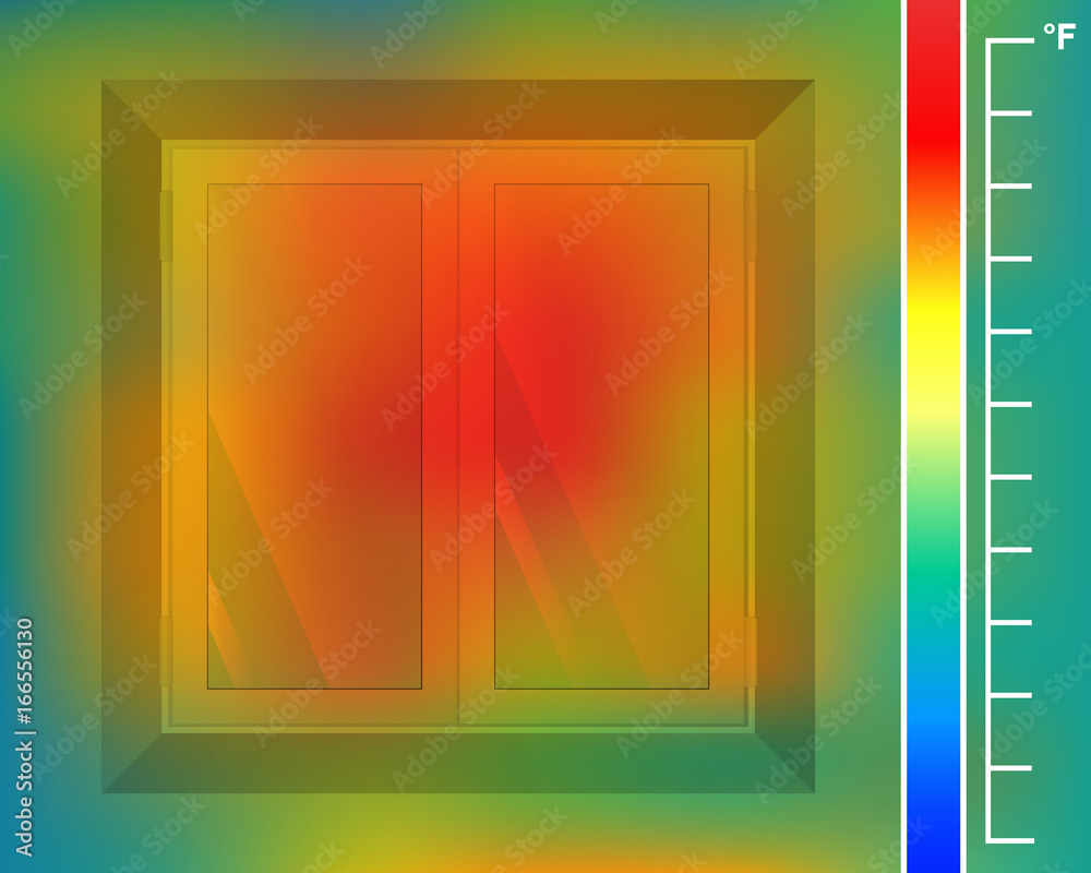 Window on the wall from the front. house facade for a thermal imager ...