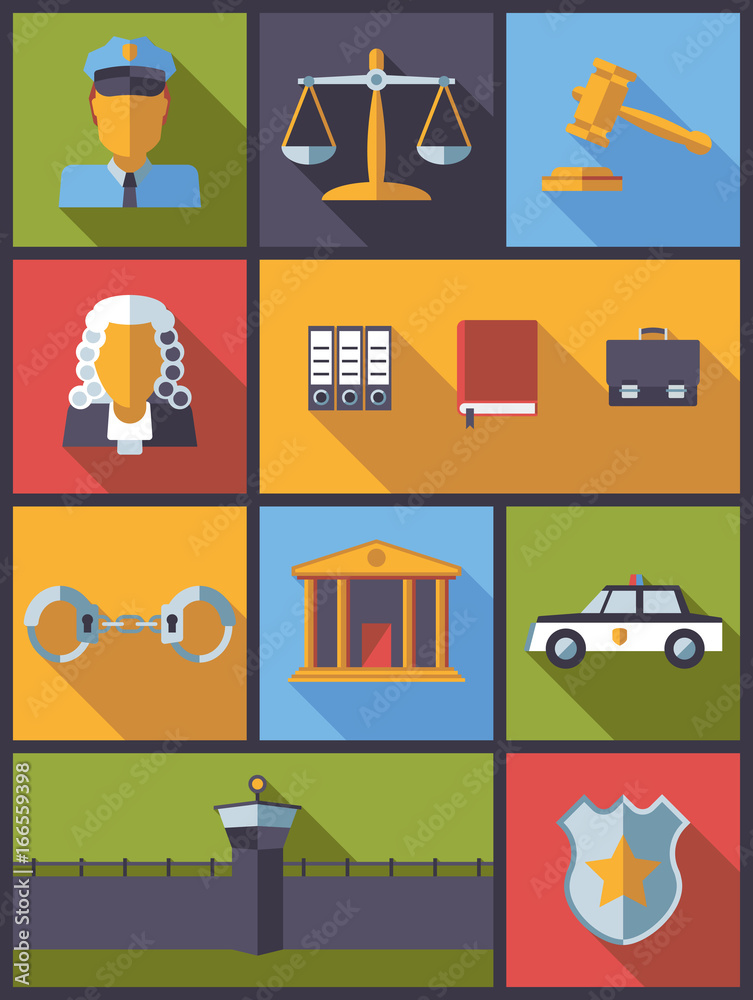 Law and criminal justice flat design vertical vector illustration Stock ...