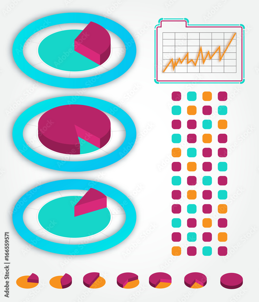 Isometric charts percentage, diagrams, revenue growth graph. Business ...
