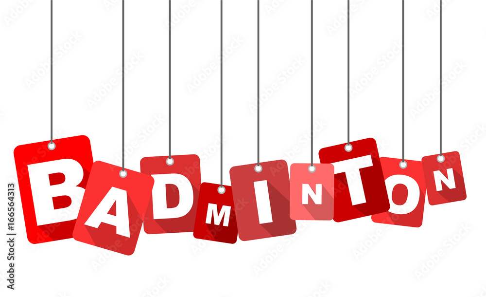 Red vector flat design background badminton. It is well adapted for web ...