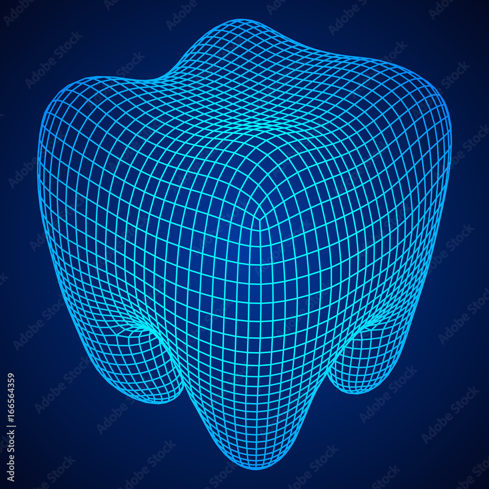Tooth Wireframe Mesh. Connection Structure Vector Illustration. Dental ...