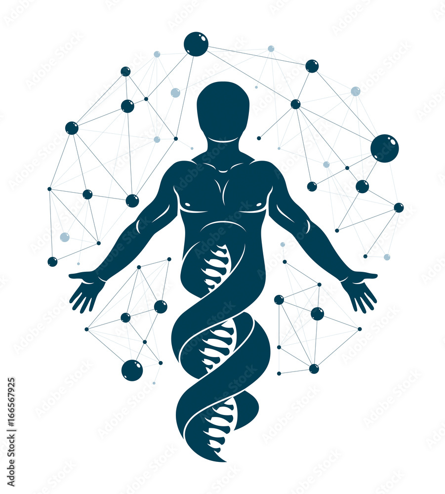 Vector graphic illustration of human made as DNA strands continuation ...