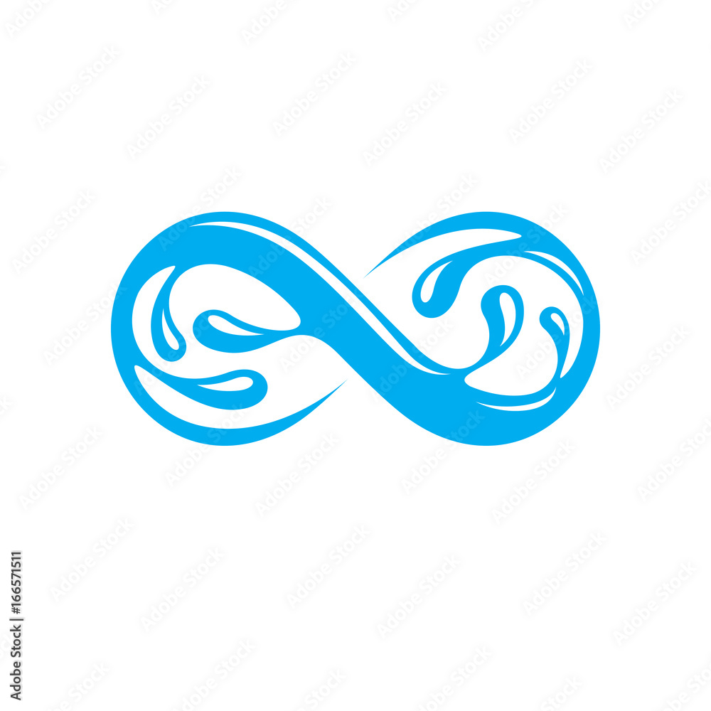 Freshwater conceptual blue vector emblem, infinity symbol. Water as the ...