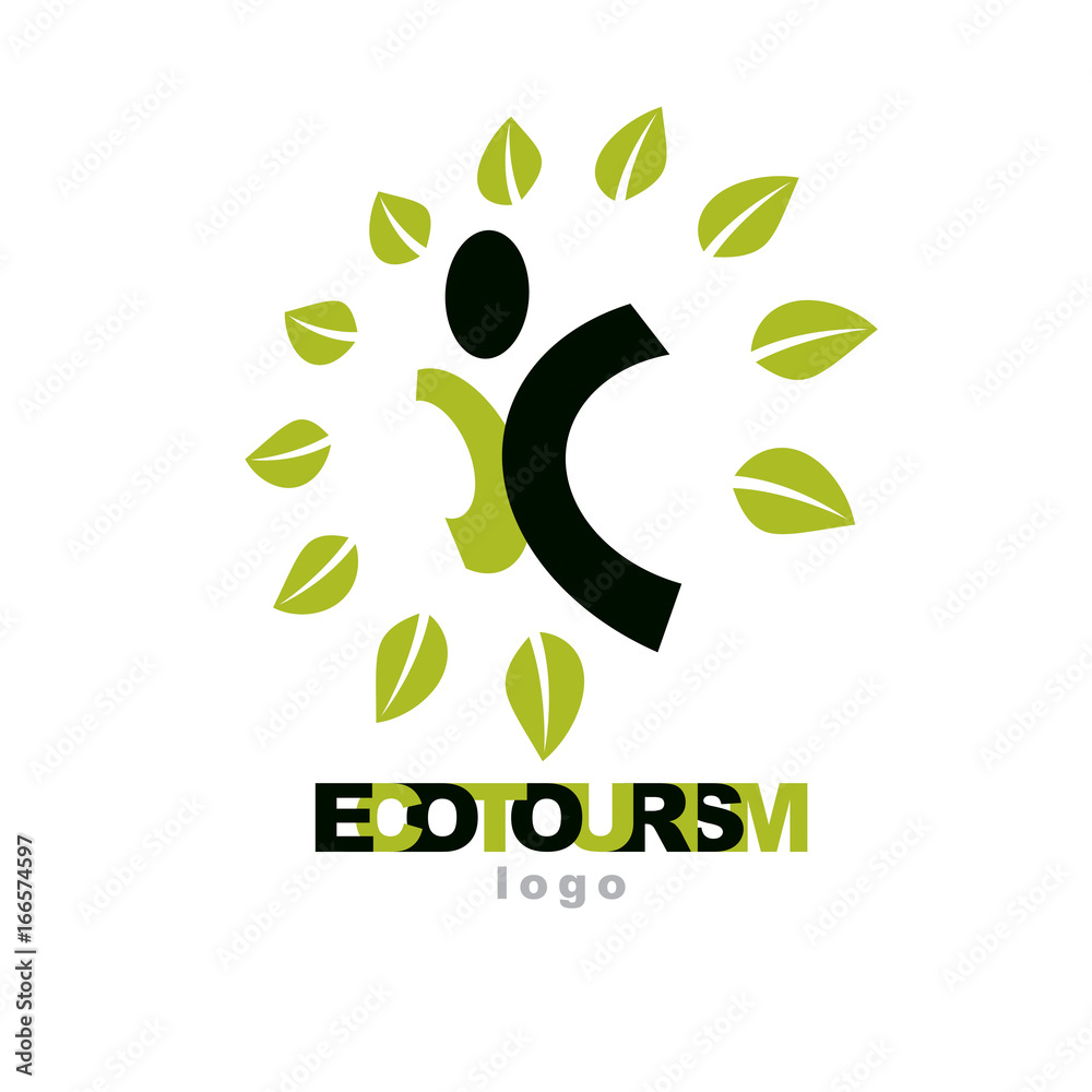 Vector illustration of joyful abstract individual with raised hands up ...