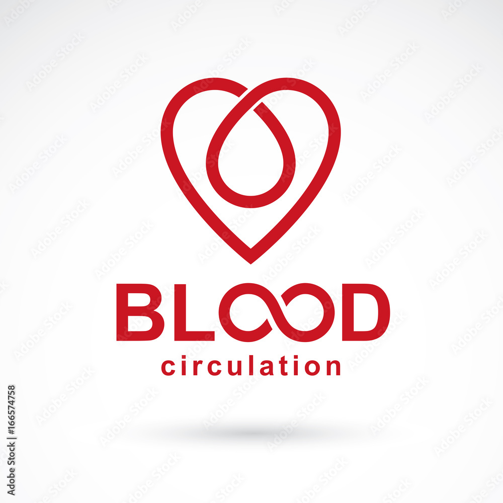Vector illustration of heart shape. Blood circulation concept, charity ...