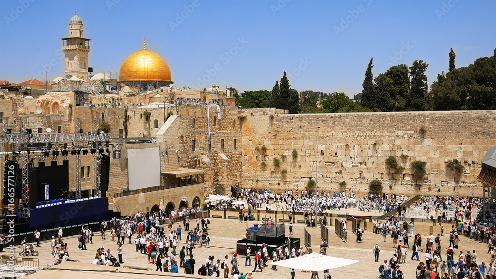 Western Wall in Jerusalem also known as Wailing Wall or Kotel in ...