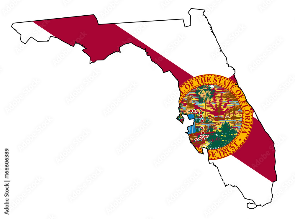 Florida State Outline Map and Flag Stock Vector | Adobe Stock