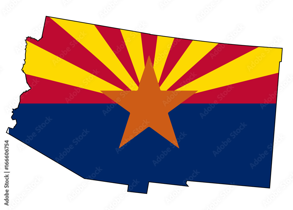 Arizona State Outline Map and Flag Stock Vector | Adobe Stock