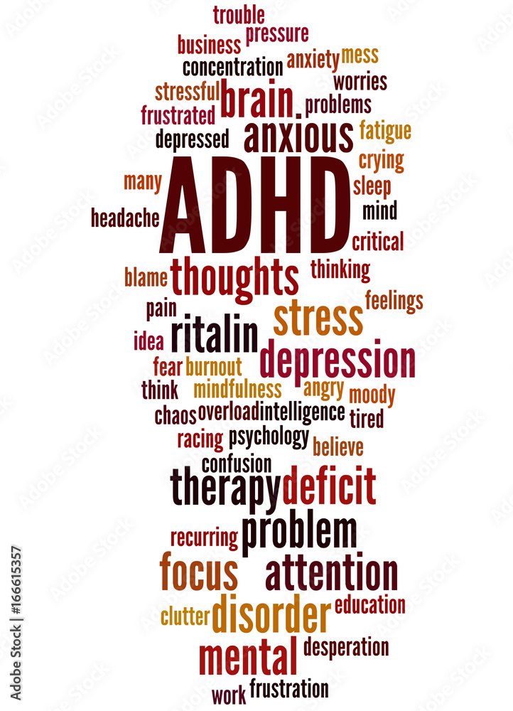 ADHD - Attention Deficit Hyperactivity Disorder, word cloud concept 2 ...