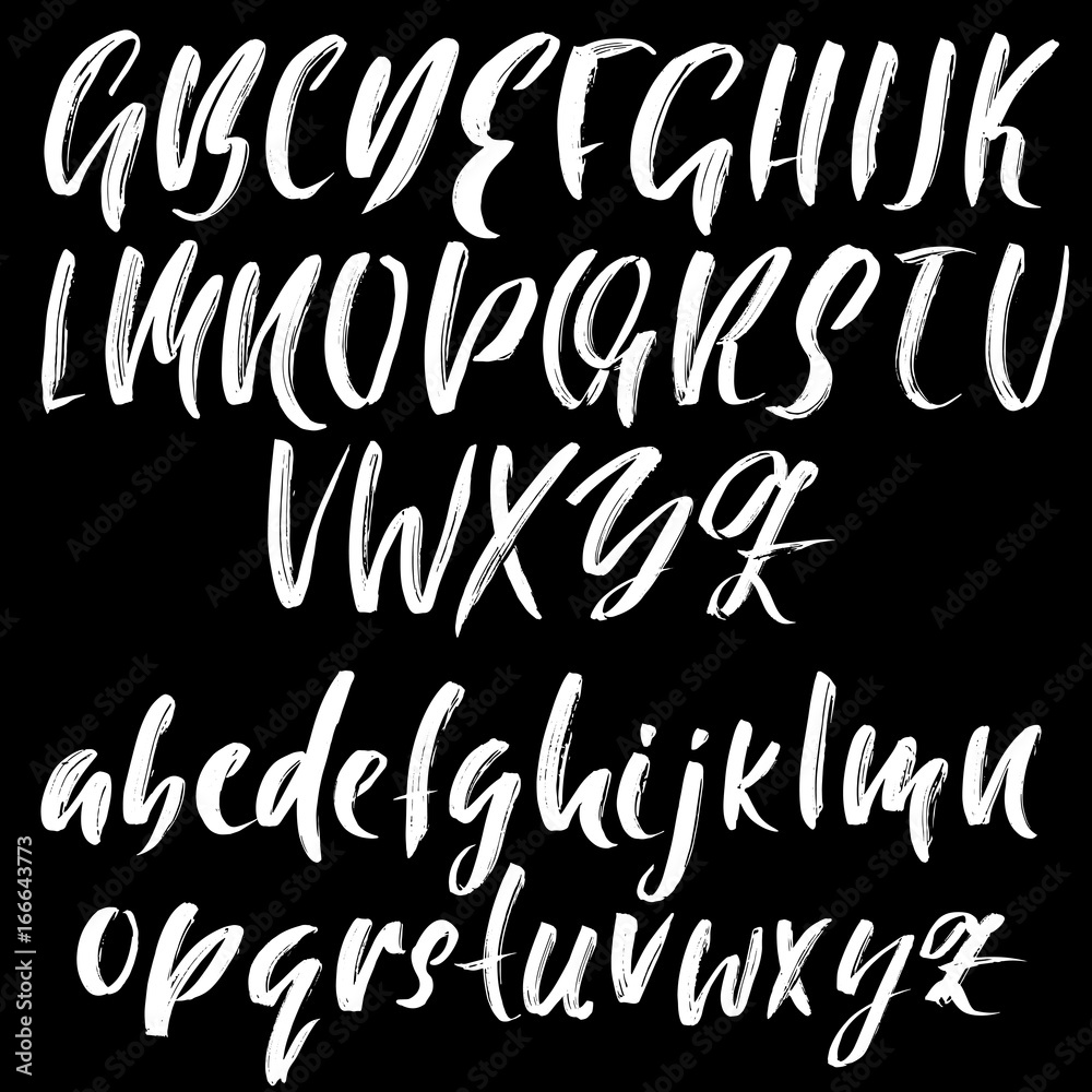 Hand drawn dry brush font. Modern brush lettering. Grunge style ...