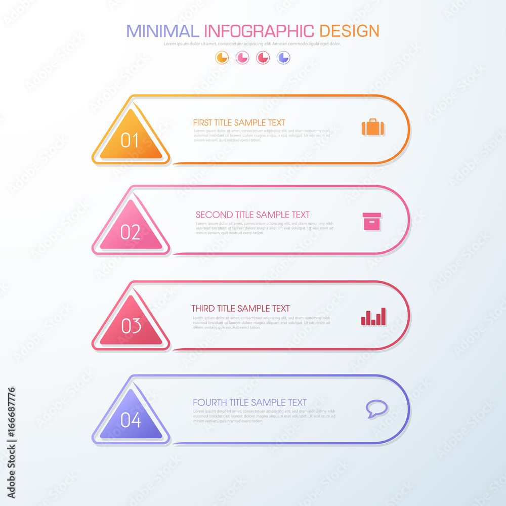 Infographic Elements with business icon on full color background process or steps and options ...