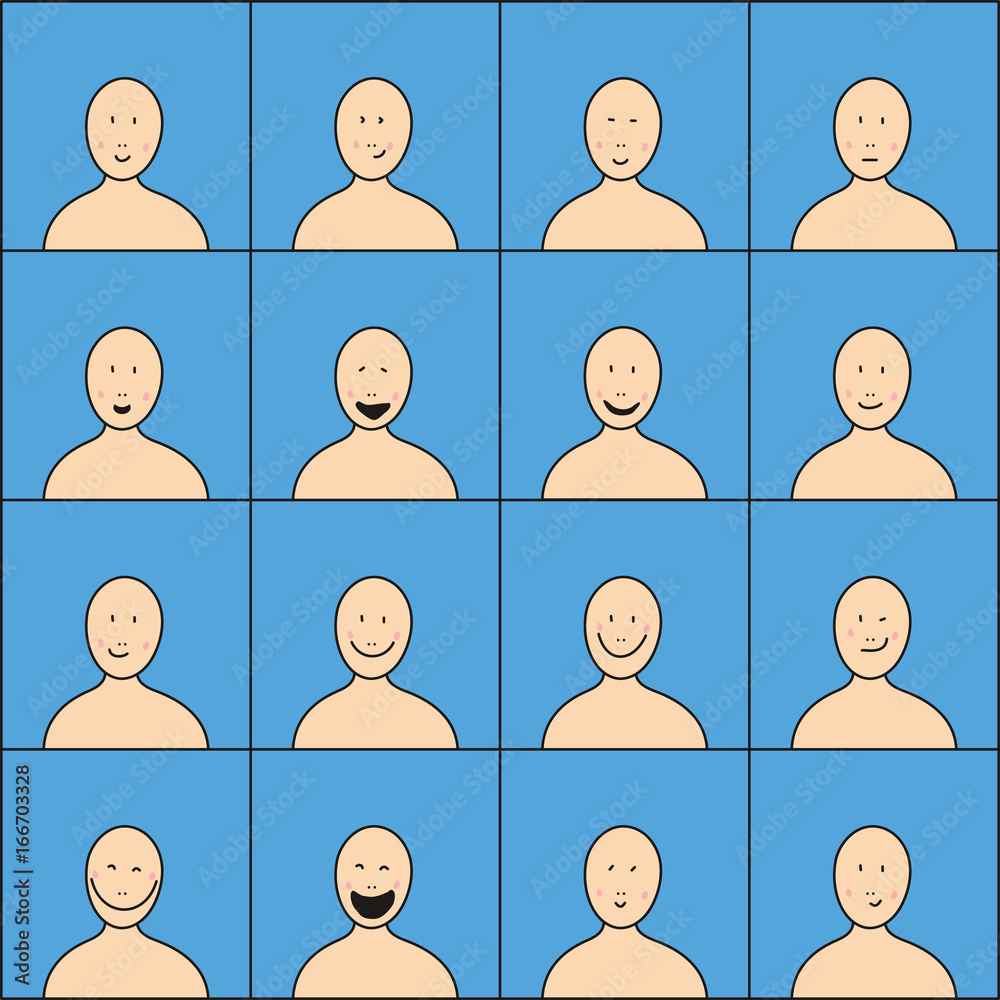 Set of Happy faces. Stock Vector | Adobe Stock