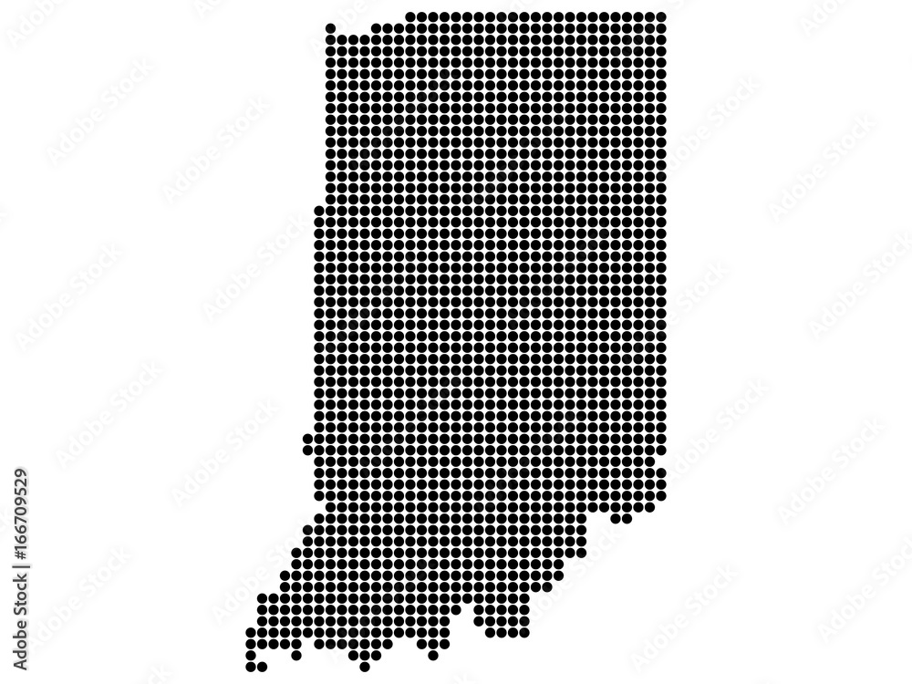 Map of Indiana state print. White background, black dots. Vector ...