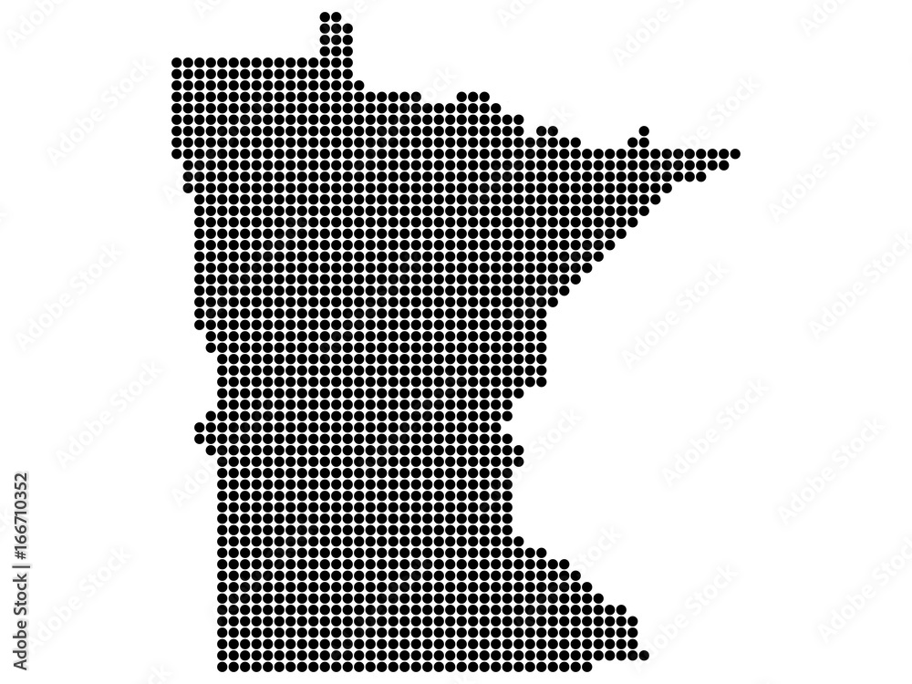 Map of Minnesota state print. White background, black dots. Vector ...