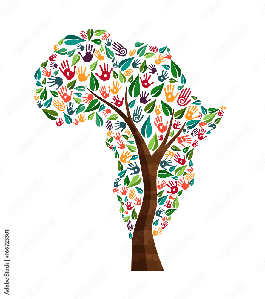 Africa hand print tree symbol for world help Stock Vector | Adobe Stock