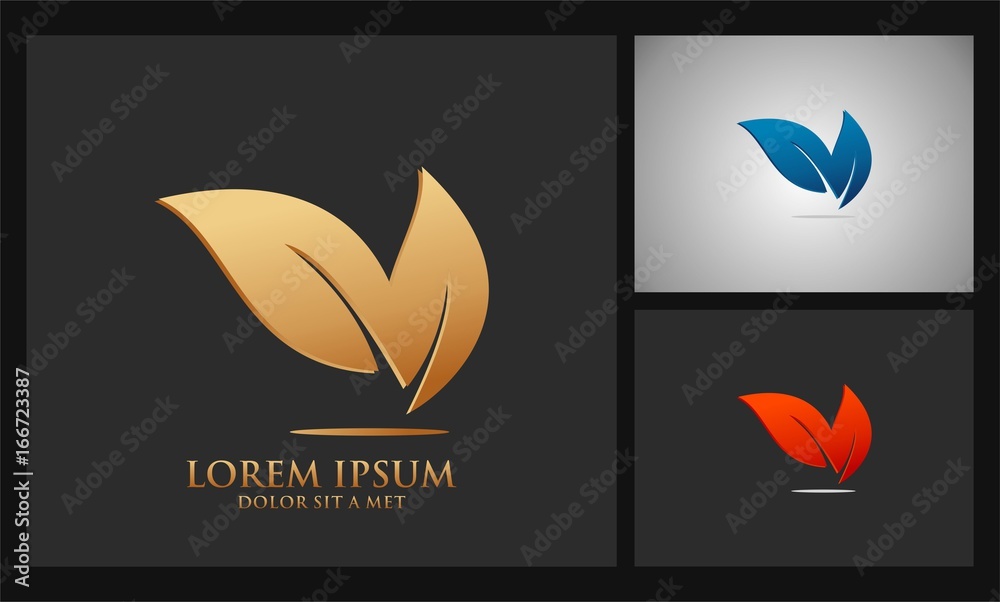 abstract M leaf vector logo Stock Vector | Adobe Stock