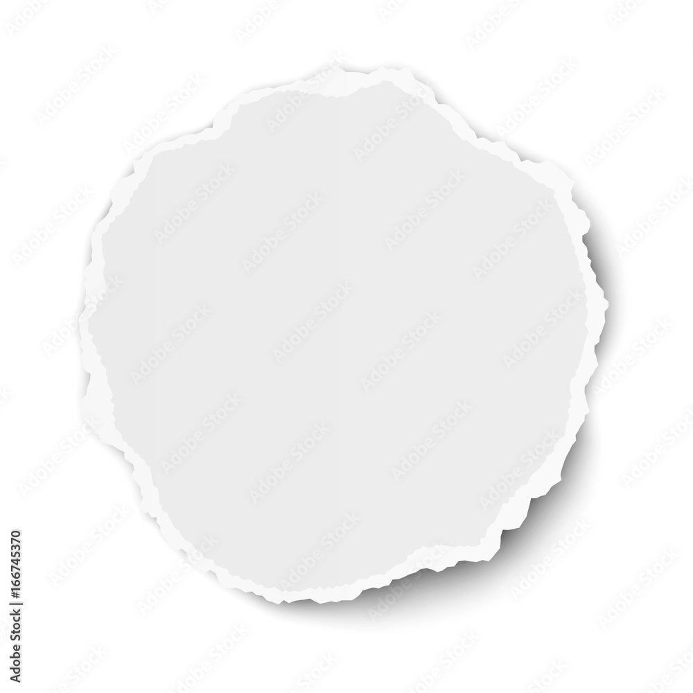 Vector round torn paper tear with soft shadow isolated on white Stock ...