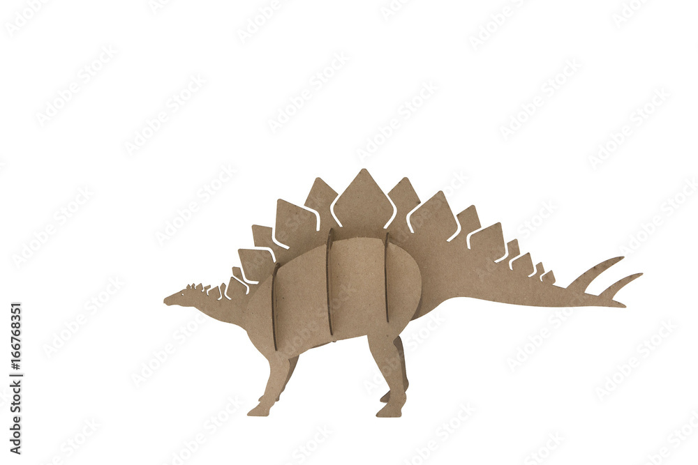 Stegosaurus made out of cardboard. paper dinosaur toy isolated on white ...