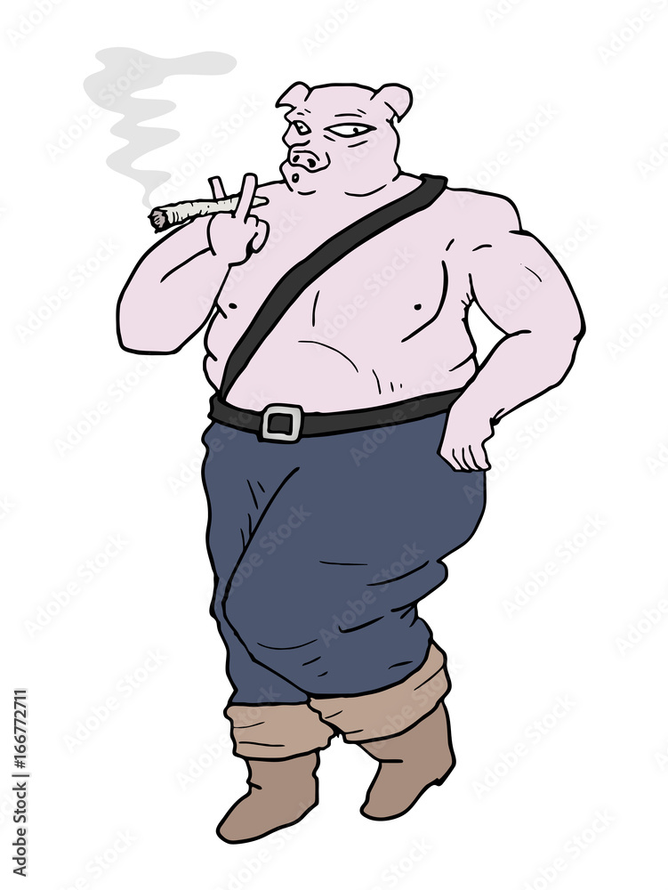 funny pig smoking Stock Vector | Adobe Stock