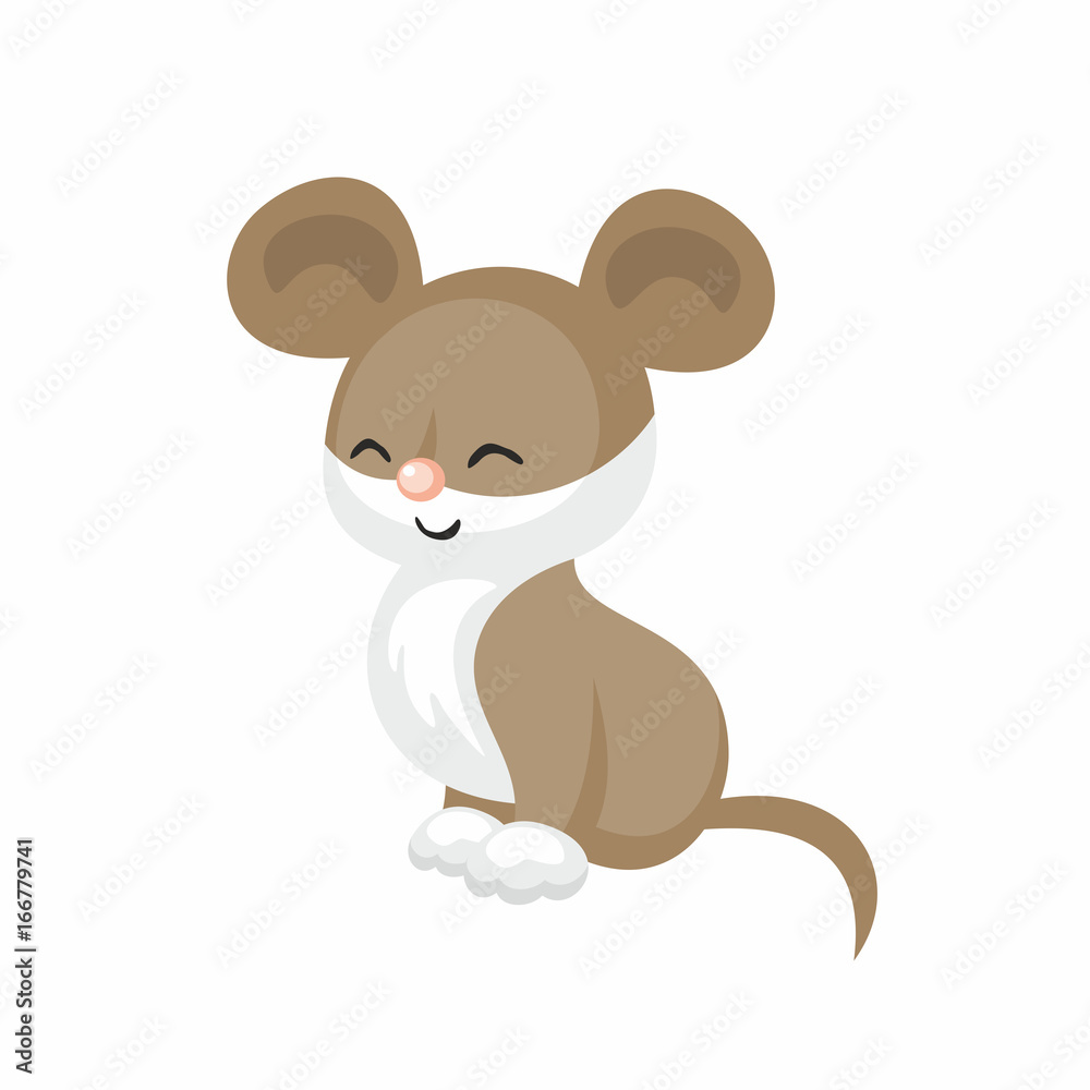 The image of cute little mouse in cartoon style. Vector children’s ...