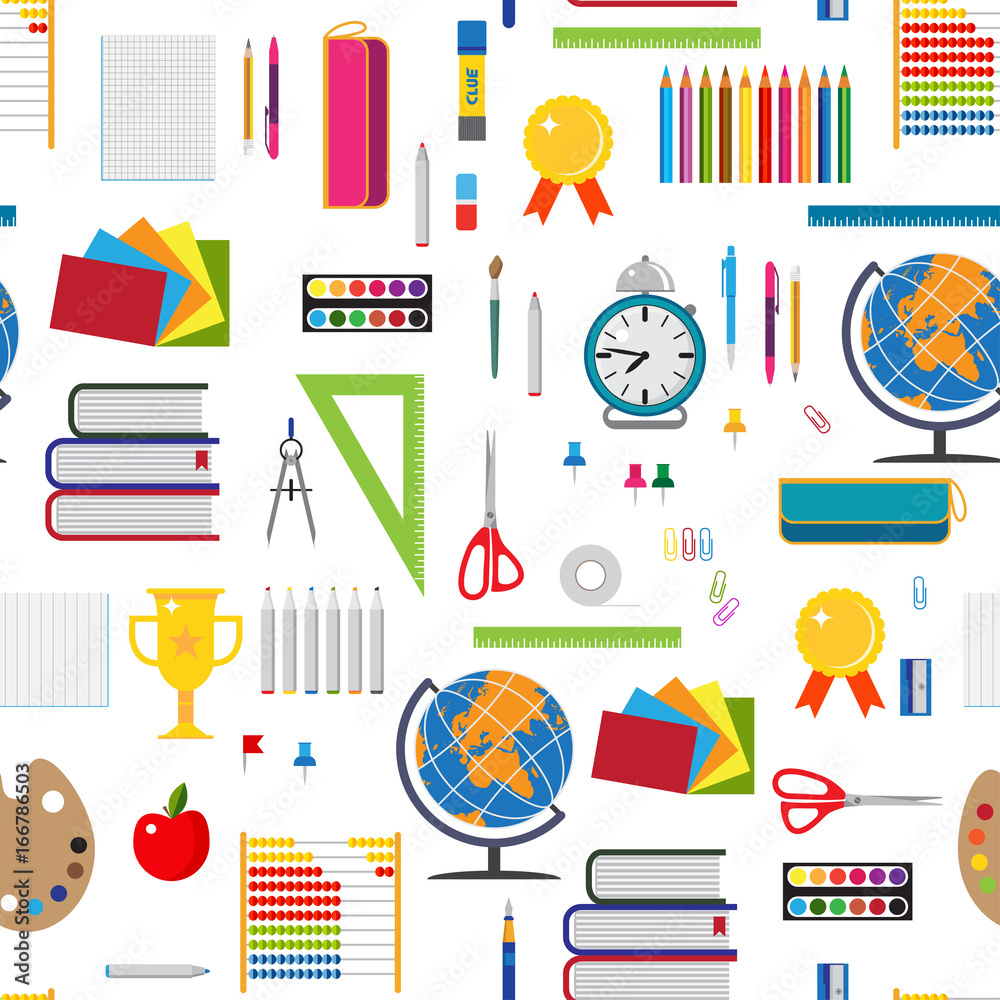Basic education seamless background with stationary elements. Stock ...