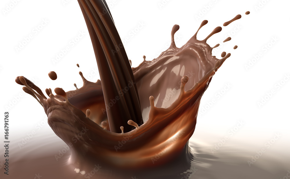 Pouring Chocolate splash on white background Stock Photo | Adobe Stock