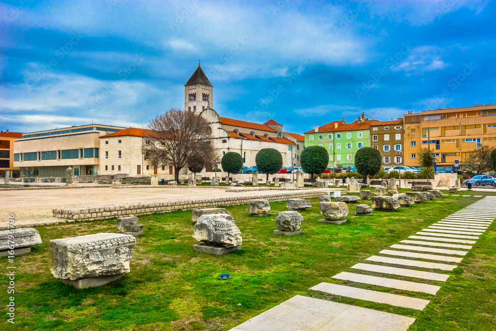 Zadar old roman architecture. / Scenic view at old landmarks in town ...
