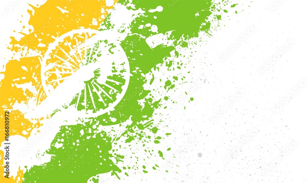 Abstract background with ink splatters in indian national flag color ...