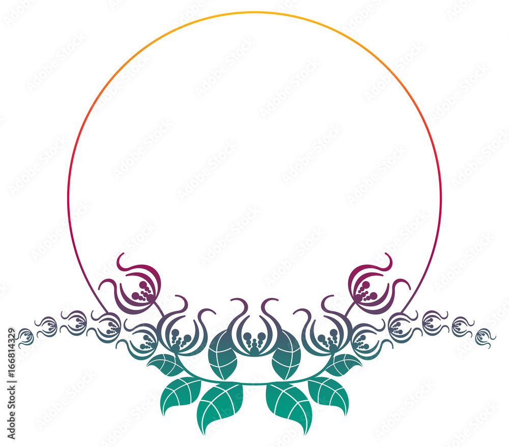 Beautiful gradient round frame. Color silhouette frame for ...