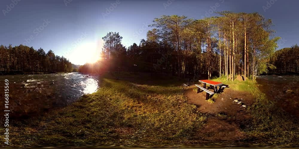 4K 360 VR Virtual Reality of a river flows over rocks in this beautiful ...