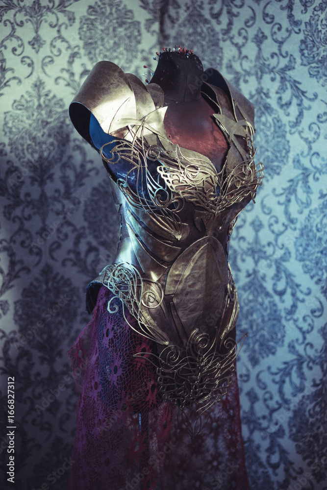 Knight Armor of woman Strong metal breastplate handmade in gold with ...