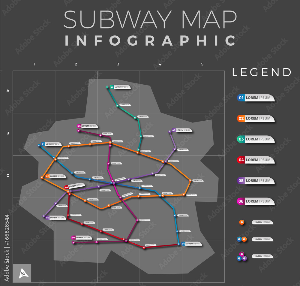 SubWay Map Vectorial Design Stock Vector | Adobe Stock