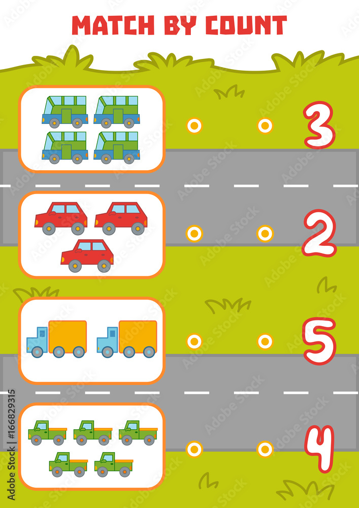Counting Game for Preschool Children. Count cars in the picture Stock ...